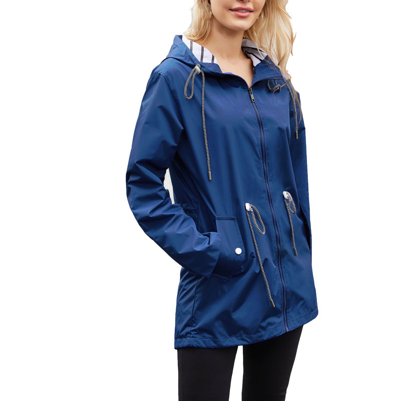 Qeaghou Womens Packable Rain Jacket Lightweight Windbreaker Waterproof ...