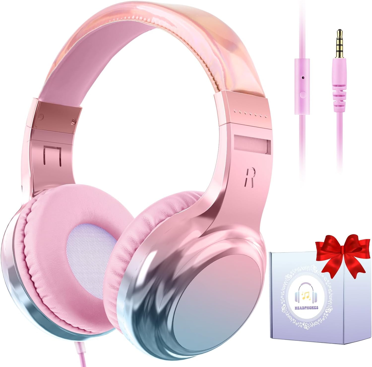 QearFun Headphones for Girls Kids for School,Cool Kids Wired Headphones ...