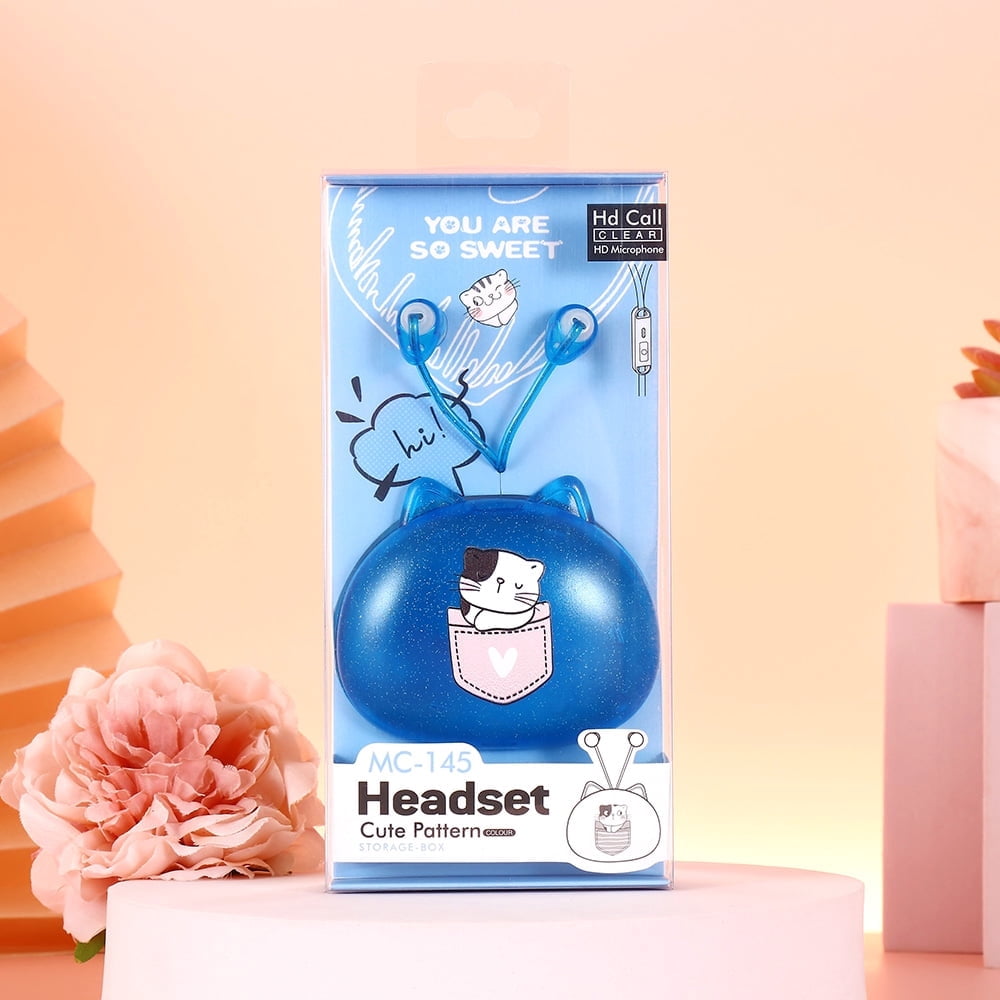 QearFun Cat Earbuds for Kids in-Ear Headphones,Kid Cable Wired Earbud ...