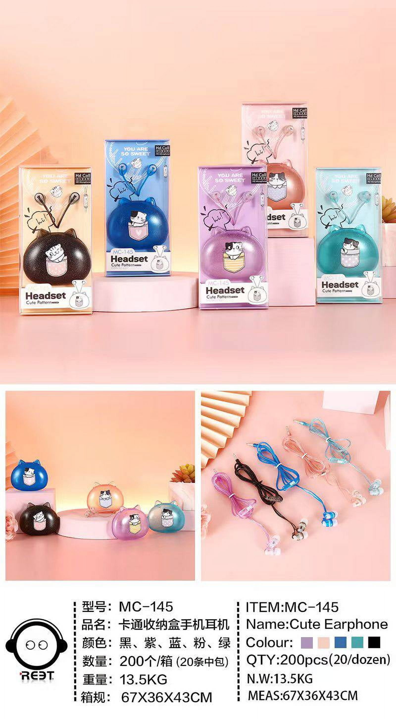 QearFun MC-145 Earbuds, Cute Earbuds and In-Ear Wired Headphones, with ...