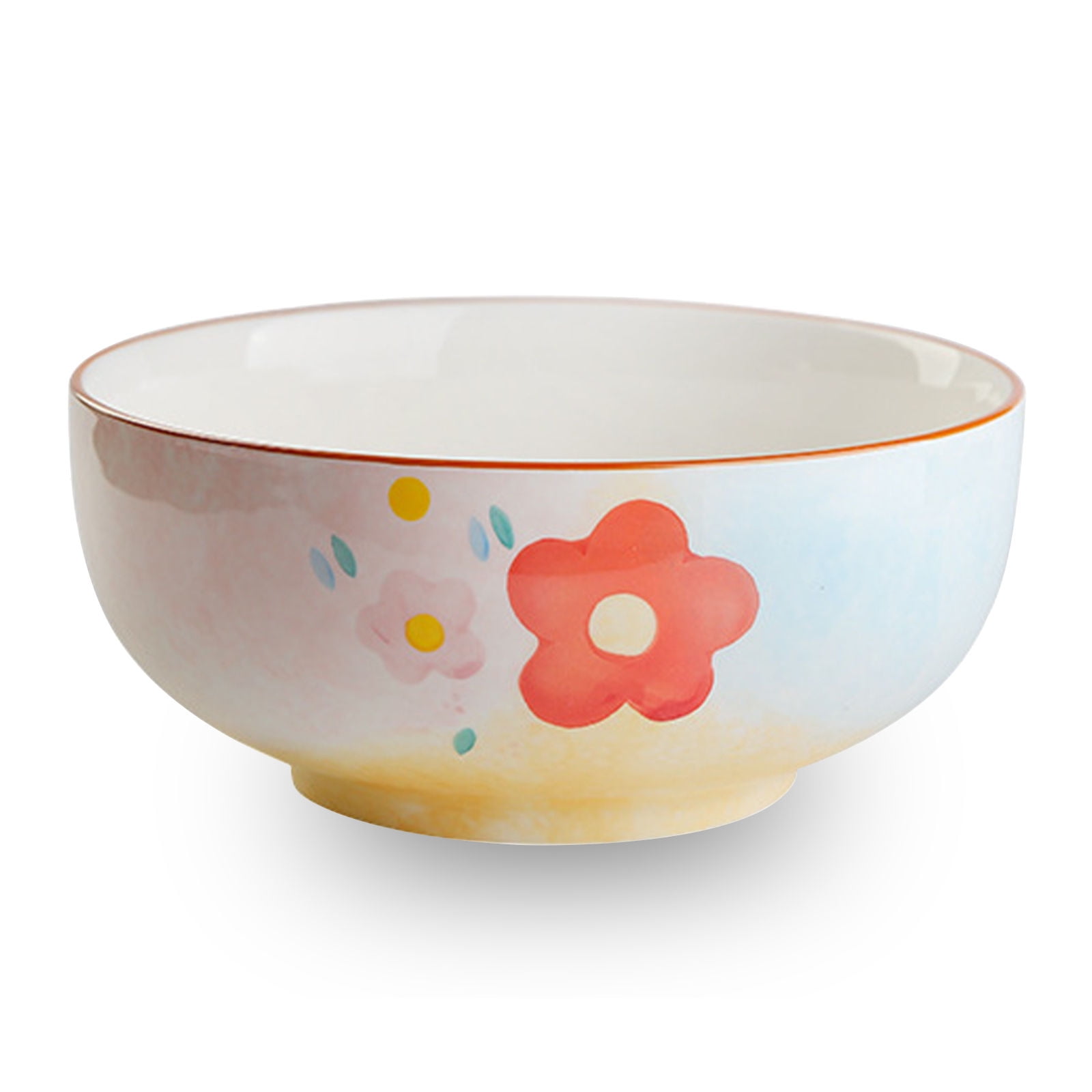 Qeeadeea Ceramic Bowl With Gold Rim, Soup Bowl Microwave Safe, Udon ...