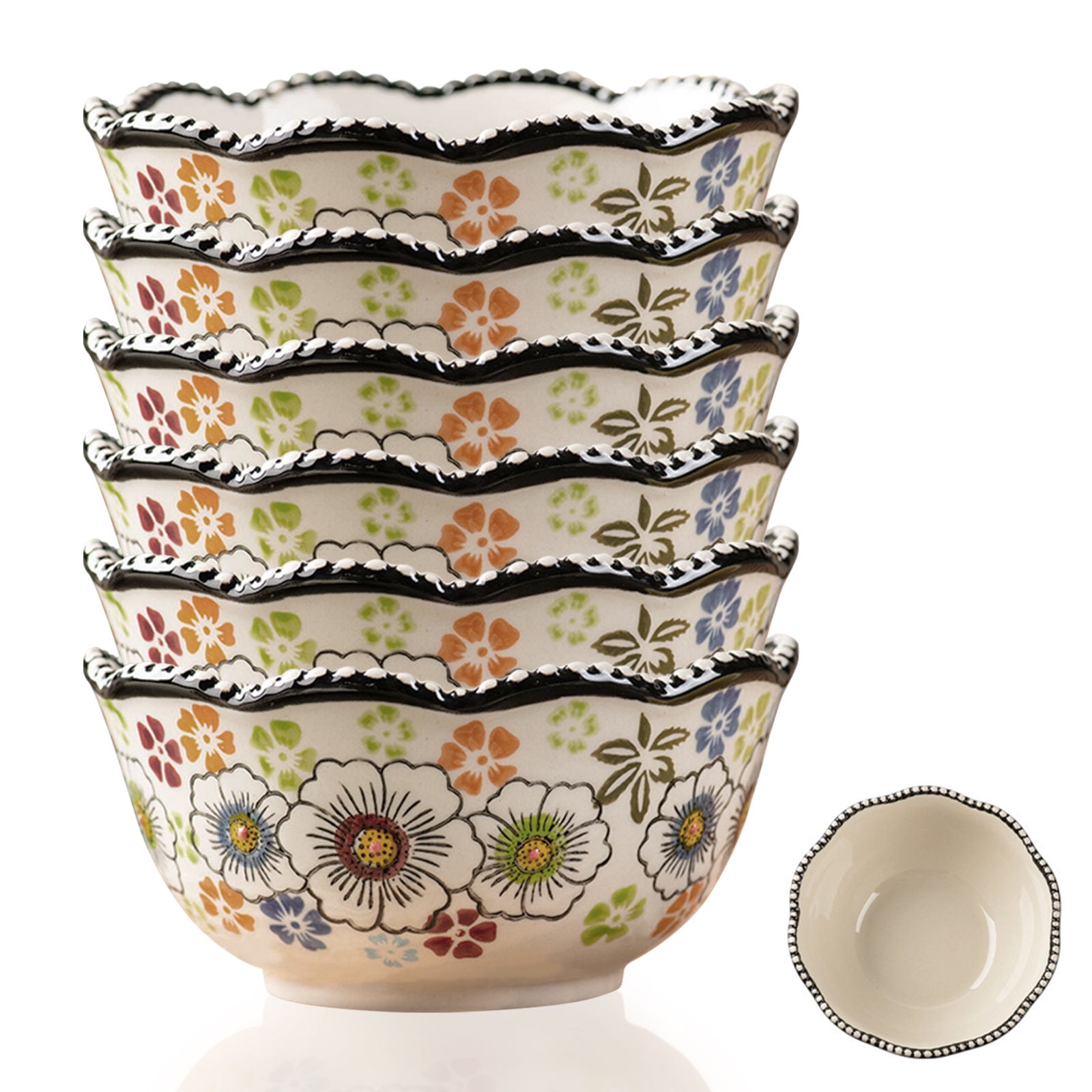SIELUNO Ceramic Cereal Bowls Set Of 6, Miso Soup Bowls, 5 Inch ...