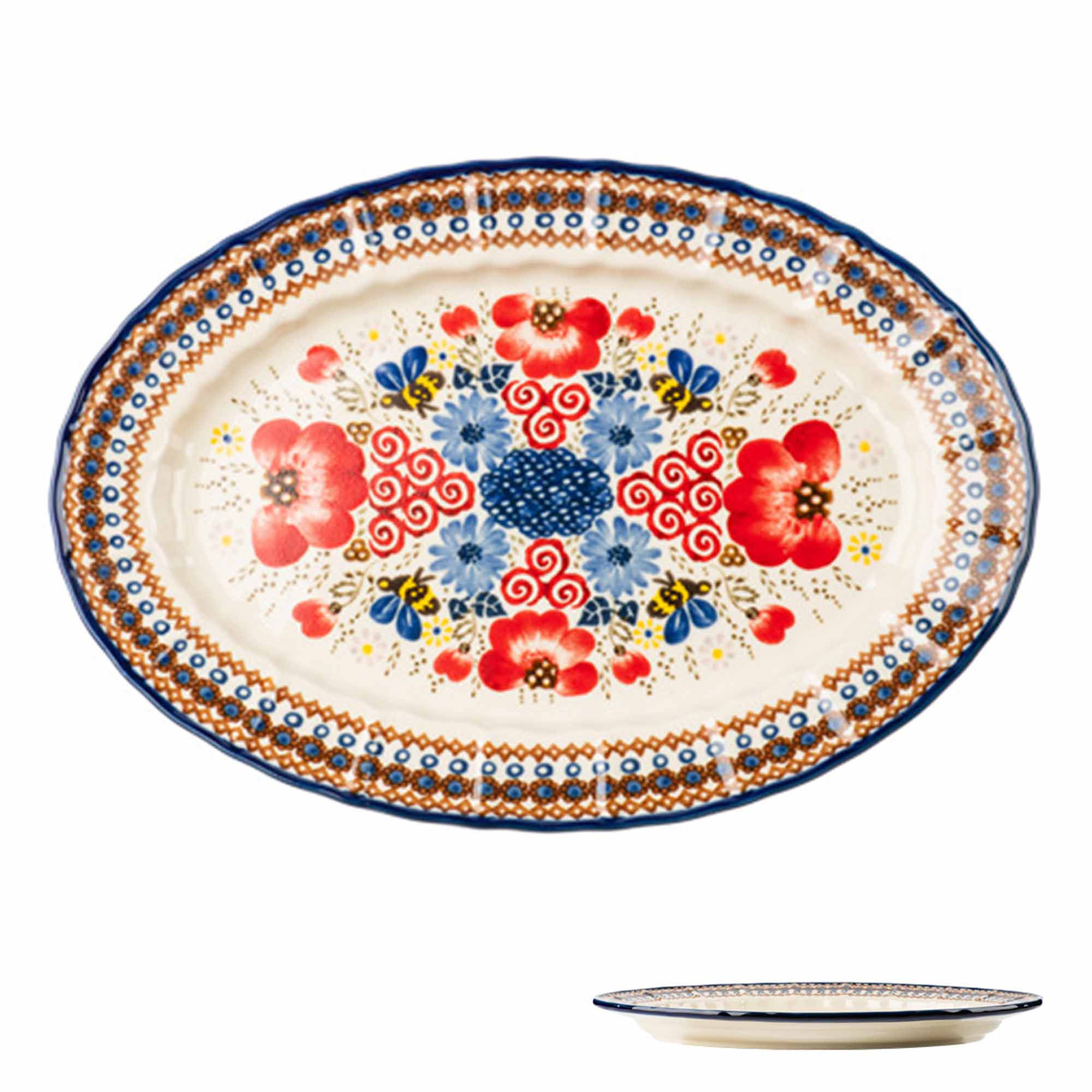 Qeeadeea Ceramic Kitchen Plates, Oval Serving Plates Porcelain,large ...