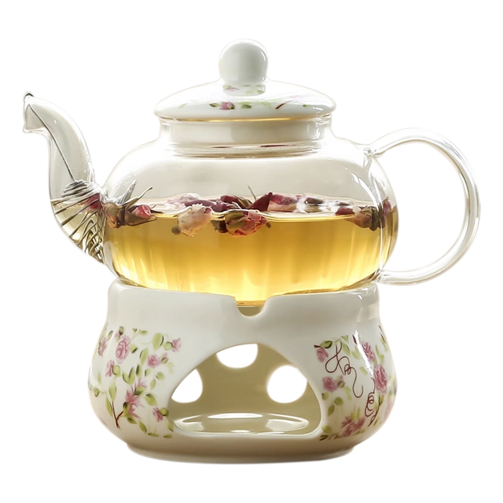 Qeeadeea Chinese Flower Ceramic Teapot And Heater, Ceramic Teapot With ...