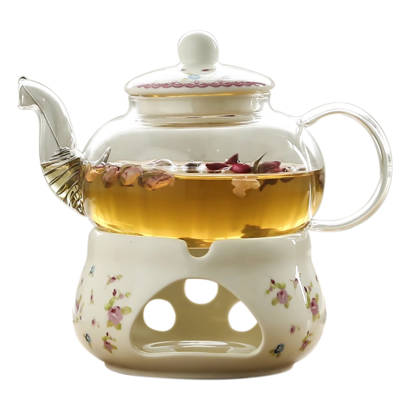 Qeeadeea Chinese Flower Ceramic Teapot And Heater, Ceramic Teapot With ...