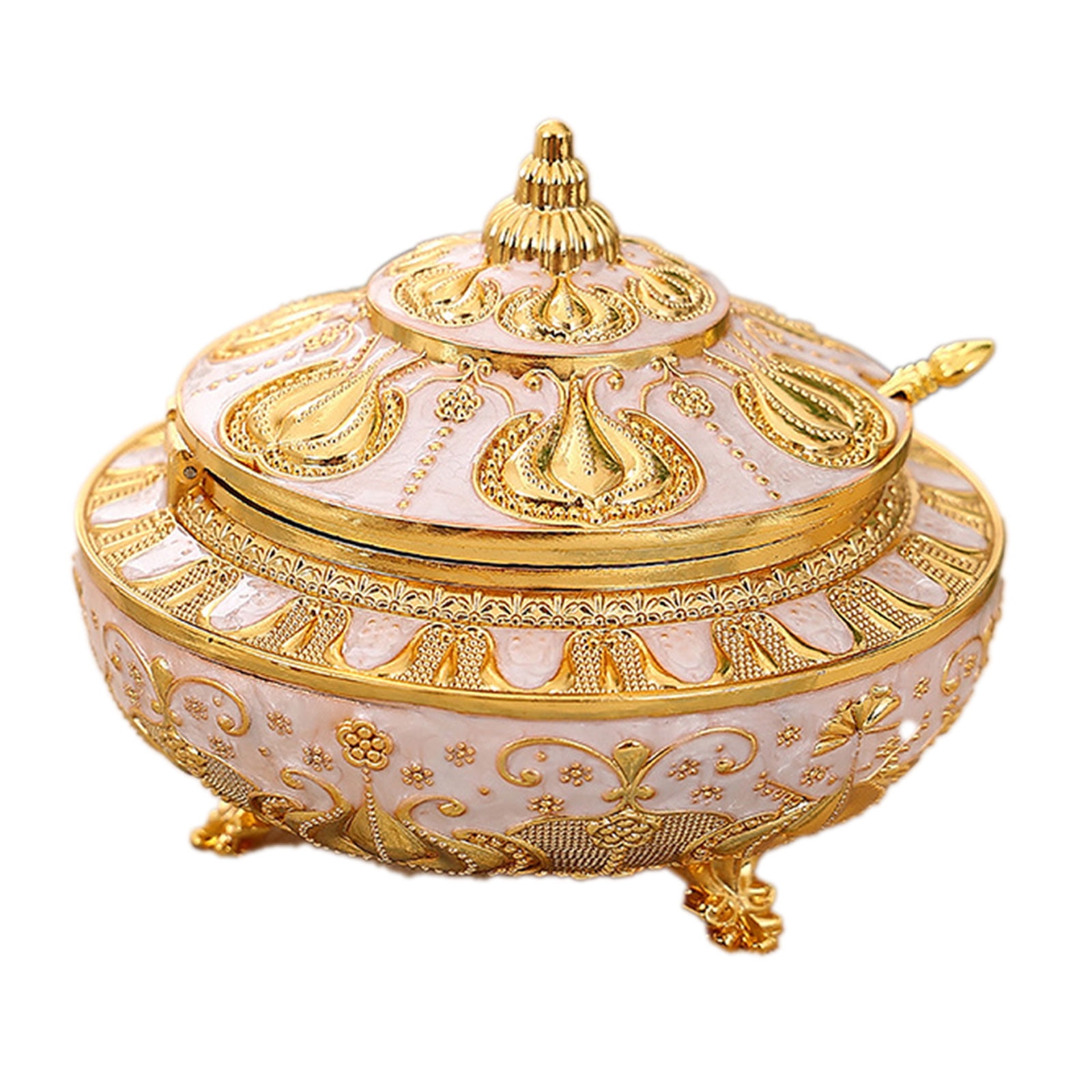 Qeeadeea European Sugar Bowl With Lid And Spoon, Metal Relief Glass ...