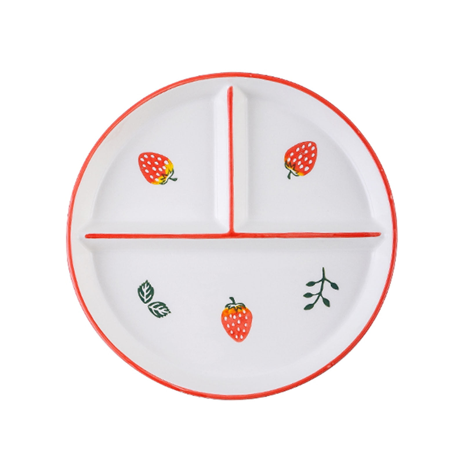 Qeeadeea Hand-painted Fruit Patterns Portion Control Plate, Divided ...