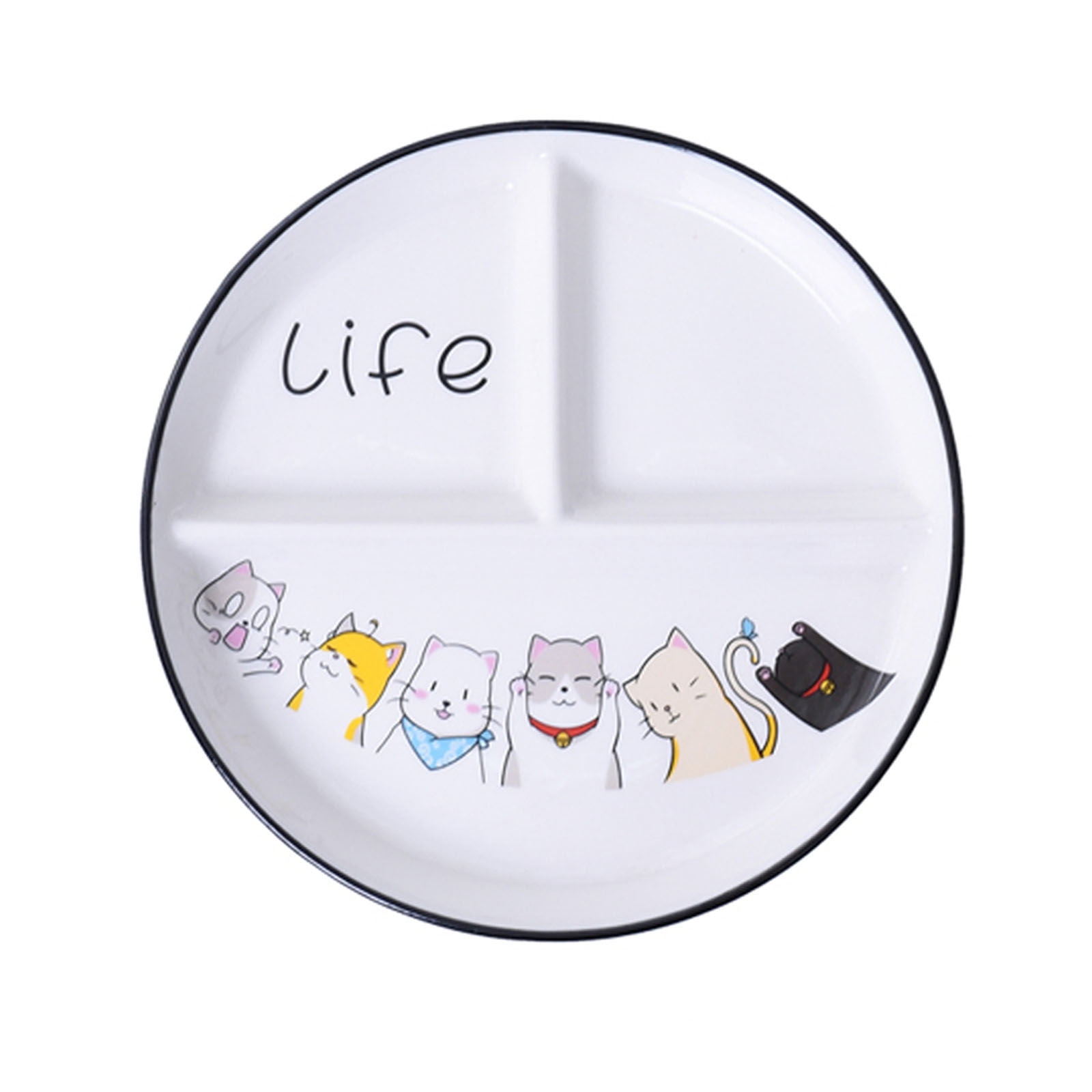 Qeeadeea/Hand-painted Patterns Portion Control Plate, Cute Ceramic ...