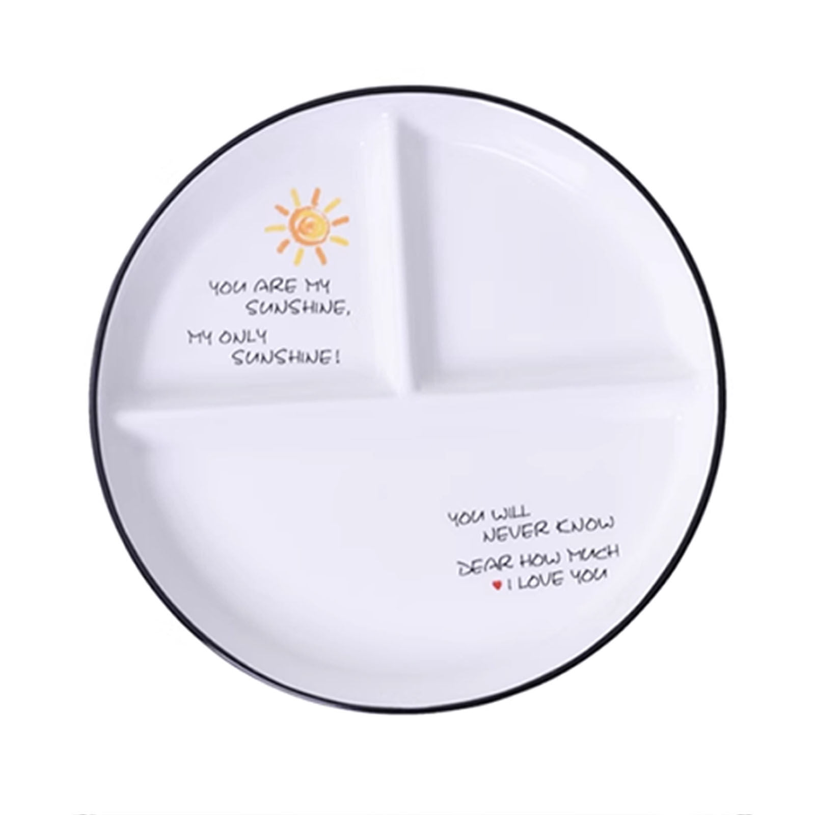 Qeeadeea/Hand-painted Patterns Portion Control Plate, Cute Ceramic ...