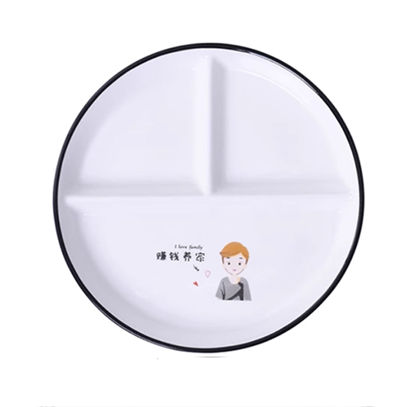 Qeeadeea/Hand-painted Patterns Portion Control Plate, Cute Ceramic ...