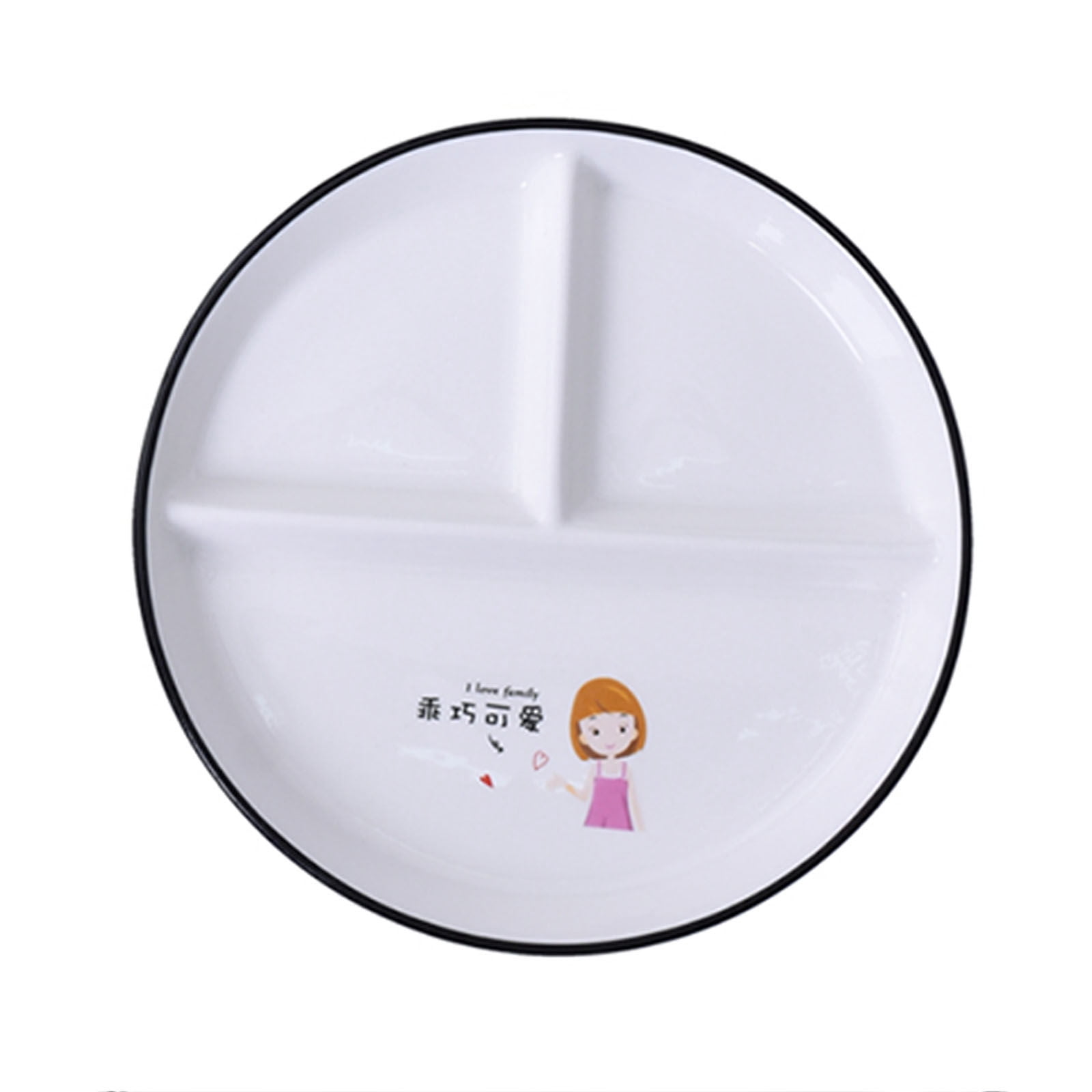 Qeeadeea/Hand-painted Patterns Portion Control Plate, Cute Ceramic ...