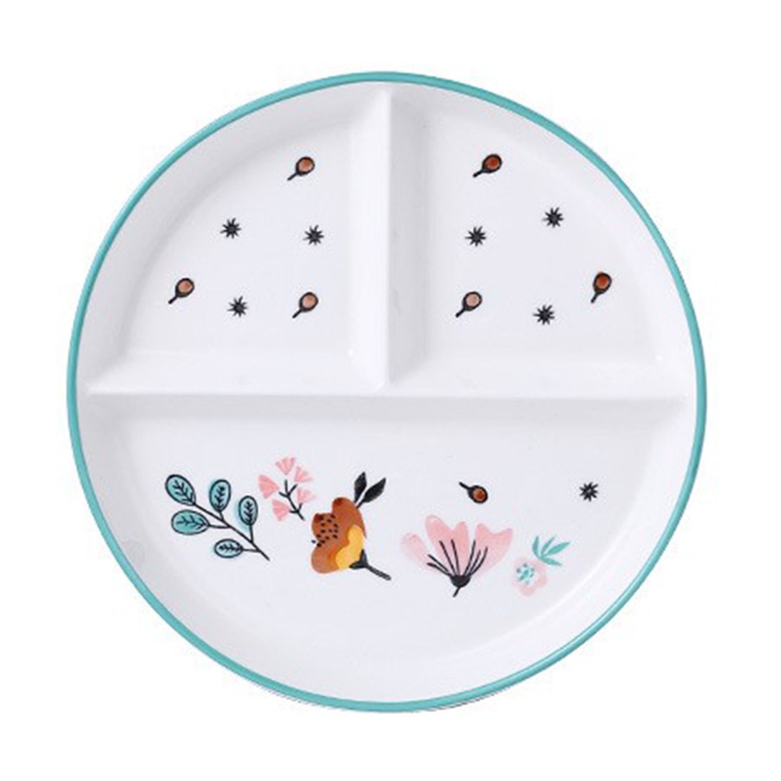 Qeeadeea/Hand-painted Patterns Portion Control Plate, Divided Plates ...