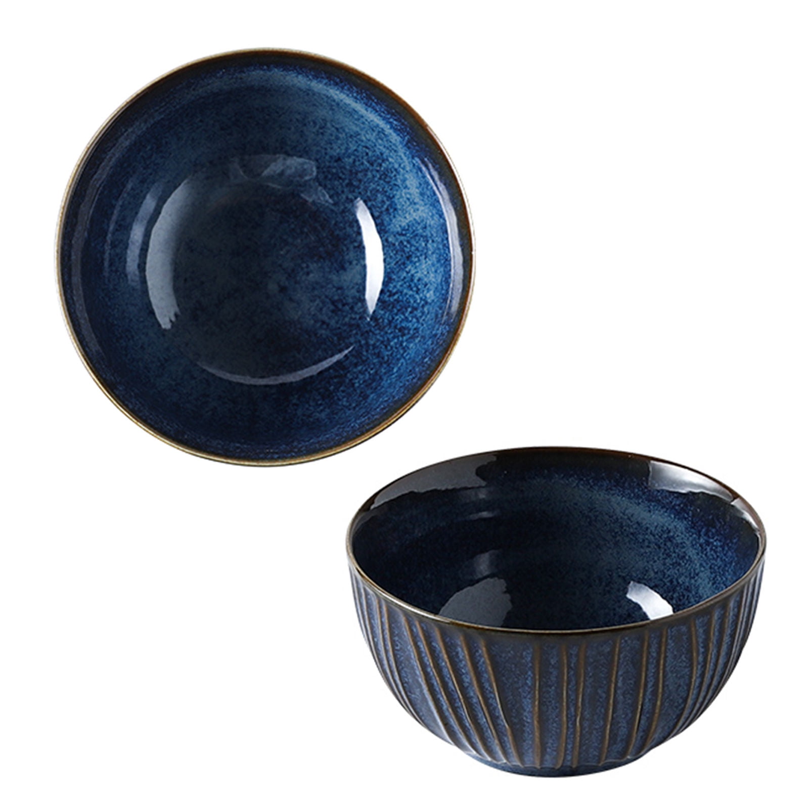 Qeeadeea Large Ceramic Serving Bowls Set Of 2, Blue Cereal Bowl For ...