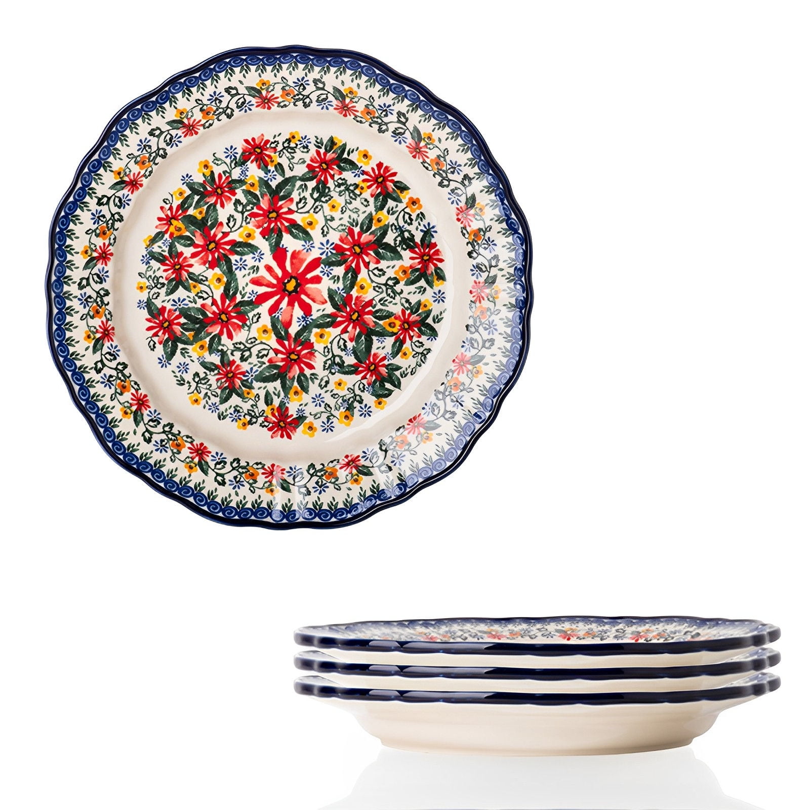 Qeeadeea Pasta Bowls Set, Salad Plate, 11" Ceramic Dinner Plates ...
