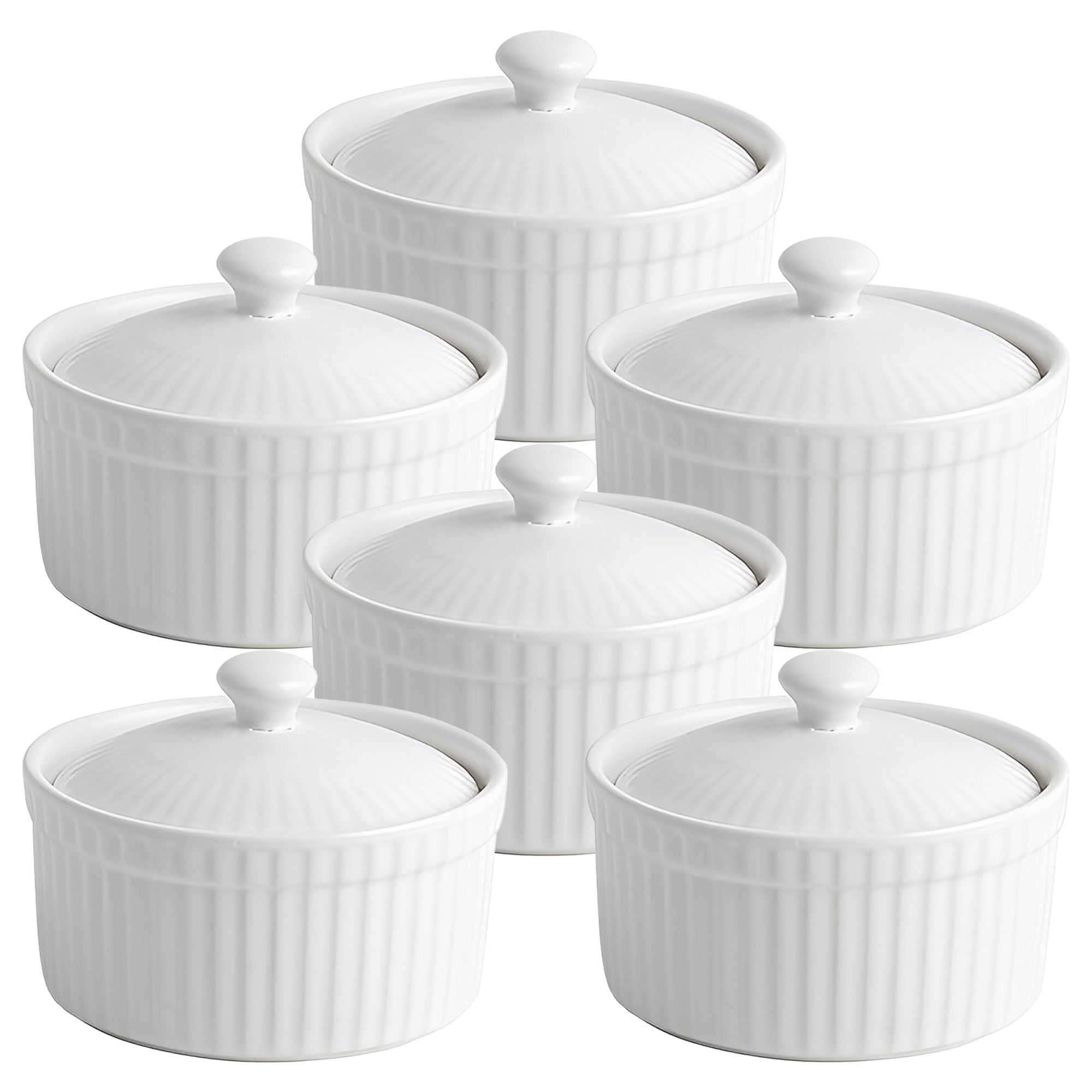 Qeeadeea Ramekins With Lid, Creme Brulee Ramekins, 4oz, Souffle Dish ...