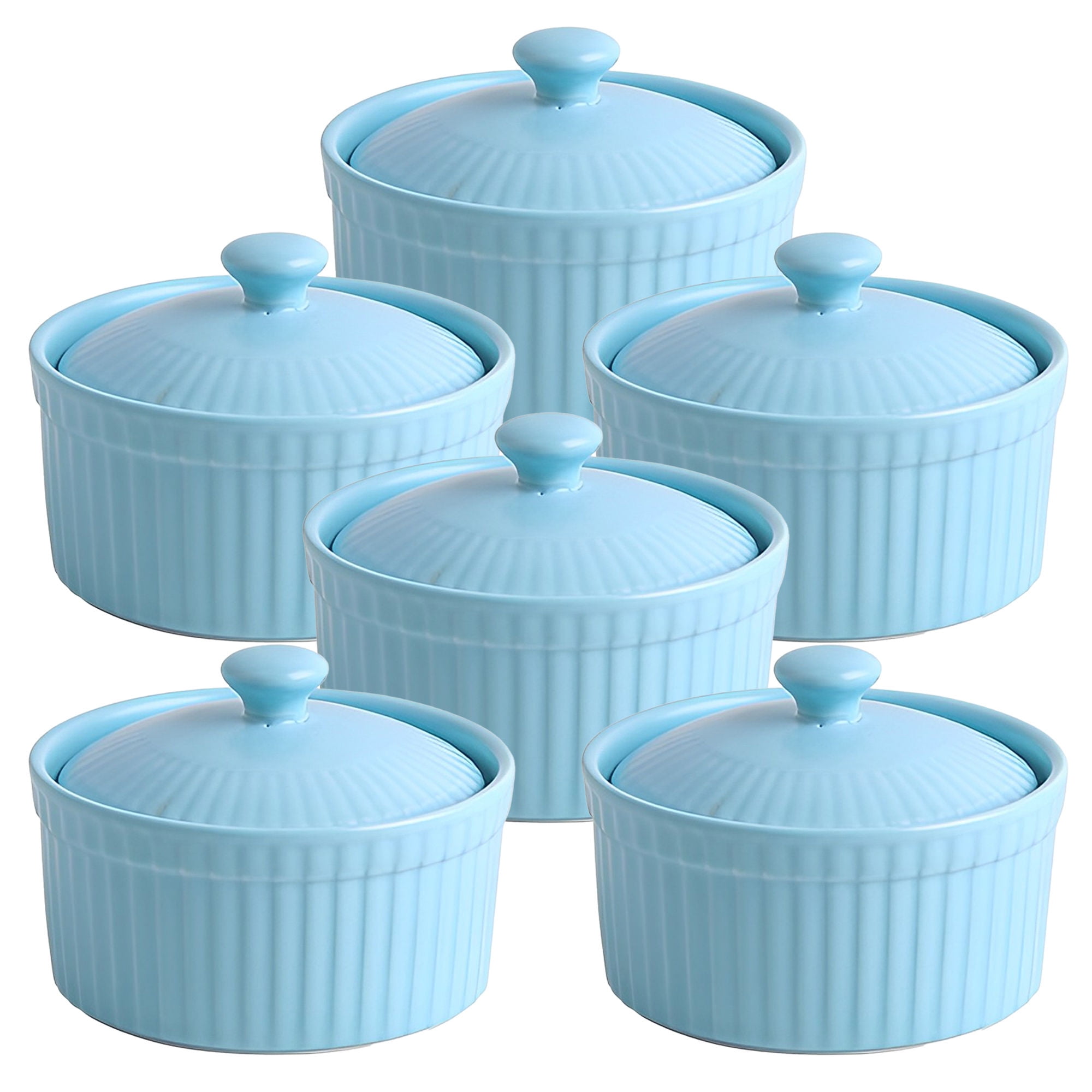 Qeeadeea Ramekins With Lid, Creme Brulee Ramekins, 4oz, Souffle Dish ...