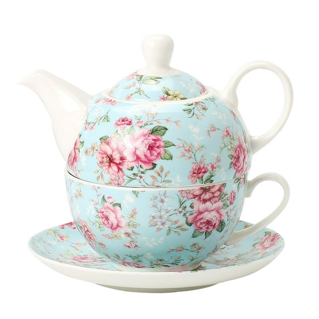 Qeeadeea Tea For One Teapot And Cup Set, Bone China Tea Set, Tea Pot ...