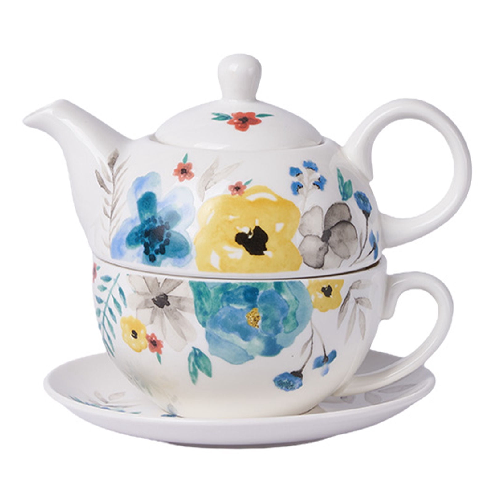 Qeeadeea Tea For One Teapot And Cup Set, Bone China Tea Set, Tea Pot ...