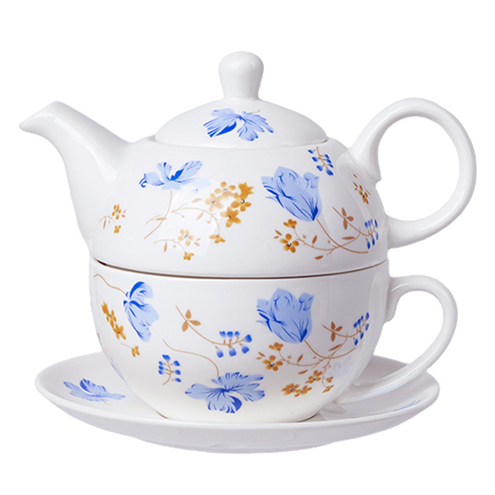 Qeeadeea Tea For One Teapot And Cup Set, Bone China Tea Set, Tea Pot ...