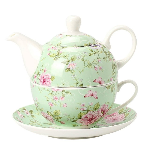 Qeeadeea Tea For One Teapot And Cup Set, Bone China Tea Set, Tea Pot ...