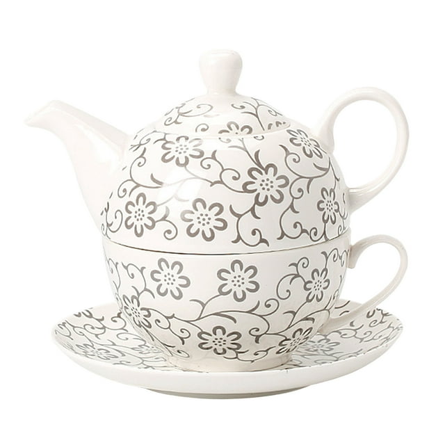 Qeeadeea Tea For One Teapot And Cup Set, Bone China Tea Set, Tea Pot ...
