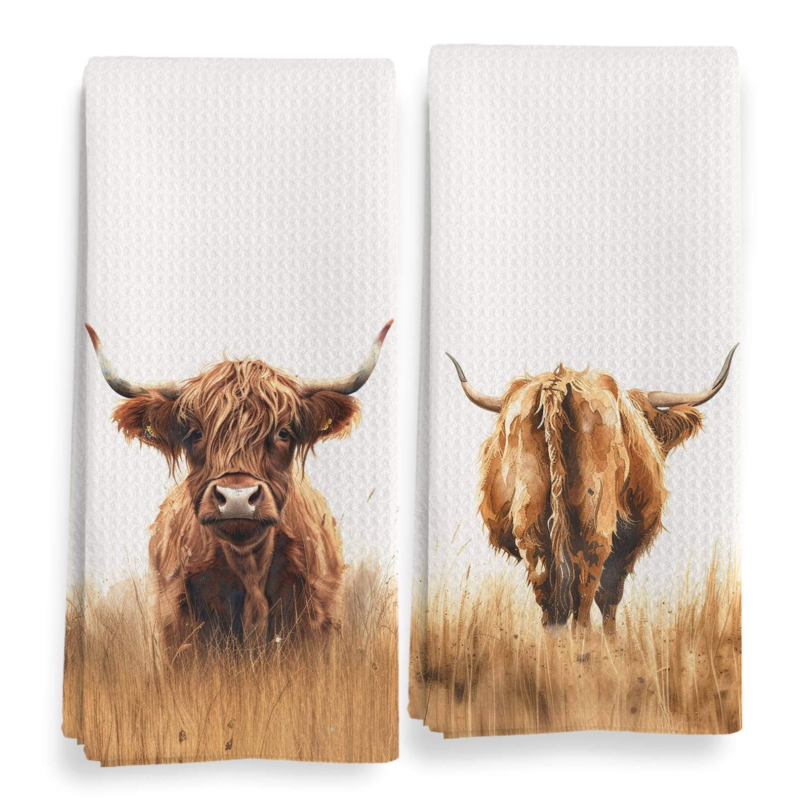 Qeheb Western Cow Kitchen Towels, Farmhouse Cow Print Kitchen Towels ...