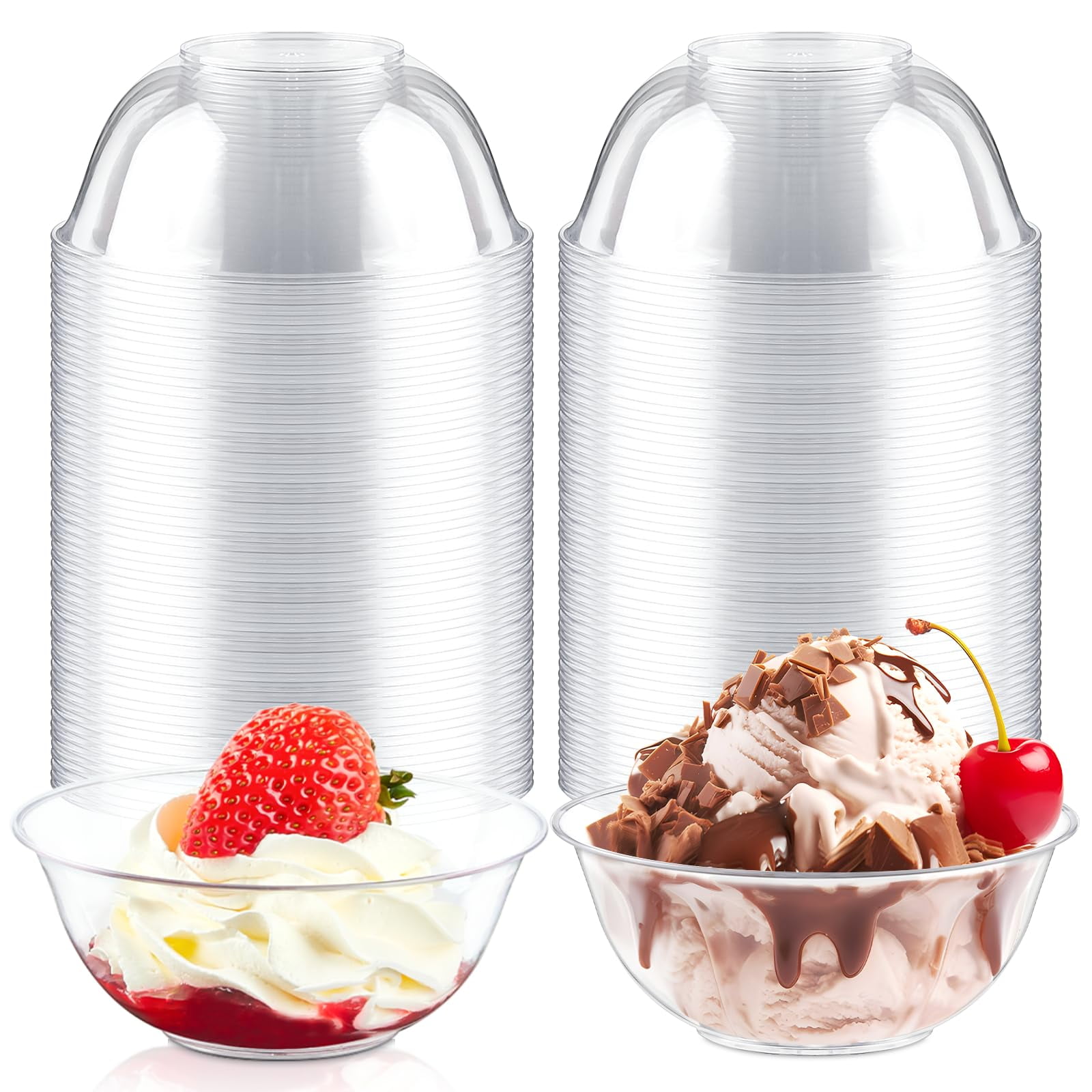 Qeirudu 6 oz Mini AIF9 Clear Plastic Bowls, 80 Pack Disposable Hard ...