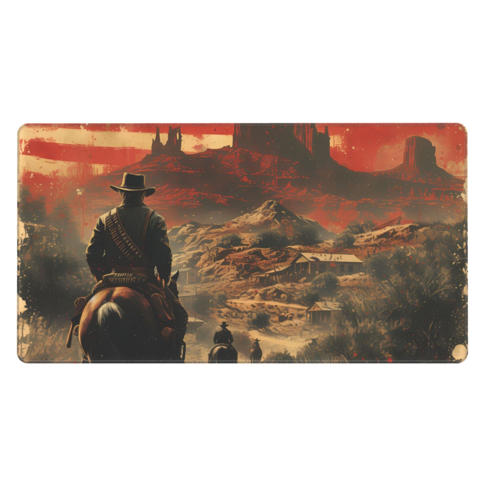 Qekee 1860s Style American Cowboy Print Desk Pad Protector,Mouse Pad ...