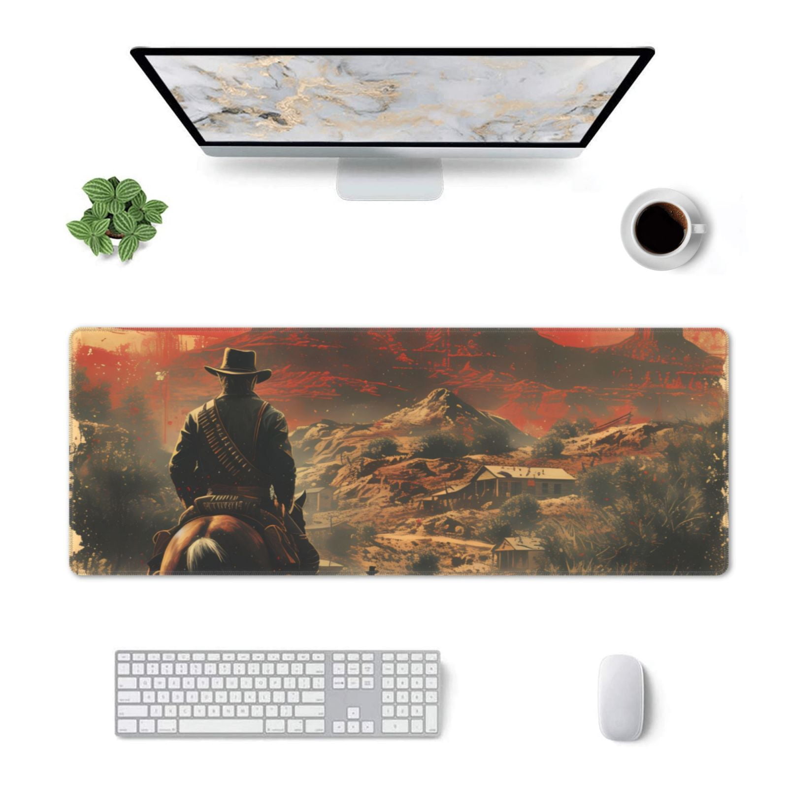 Qekee 1860s Style American Cowboy Print Mouse Pad,Desk Pad Protector ...