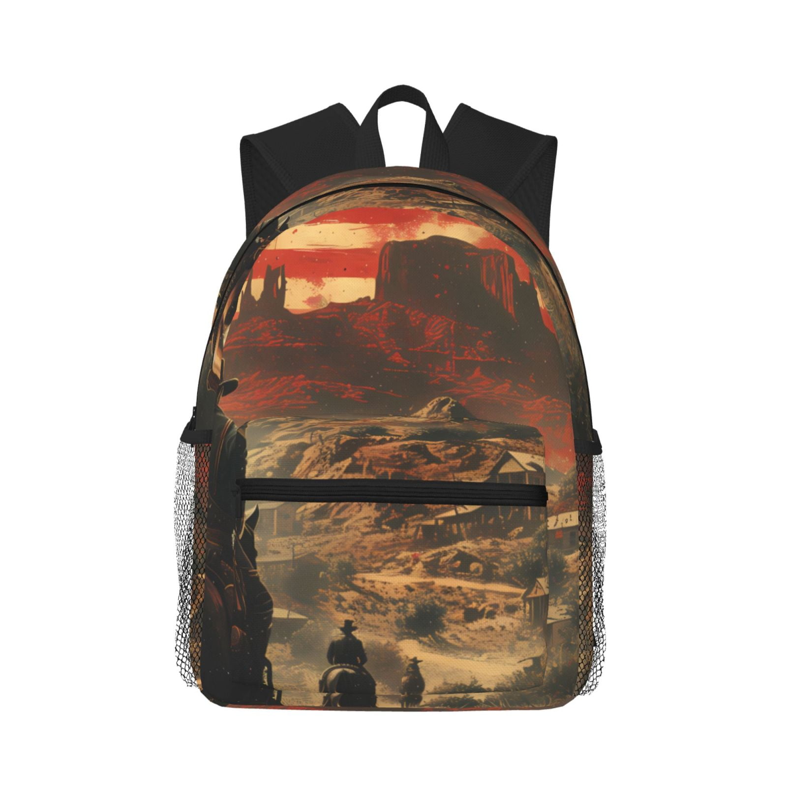 Qekee 1860s Style American Cowboy print Backpack for Men and Women ...