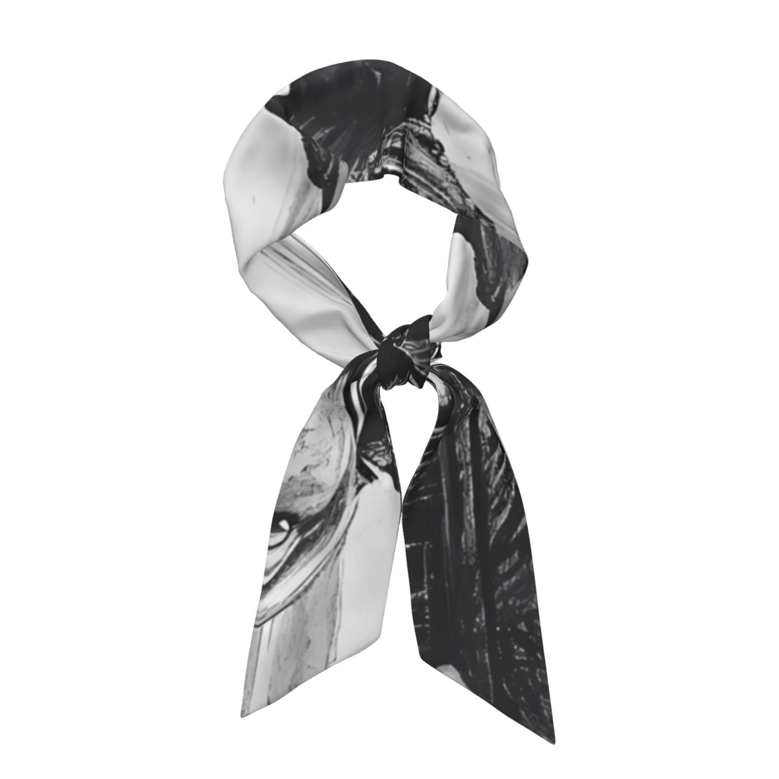 Qekee 60s Black White Western Cowboy for Silk Feeling Scarf Medium ...
