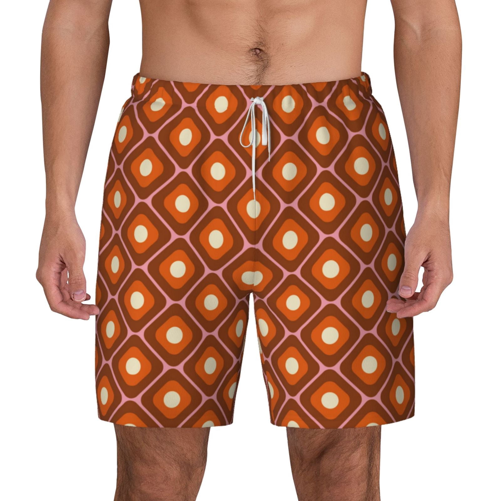 Qekee 60s and 70s Aesthetic print Mens Swim Quick Dry Stretch Swim ...