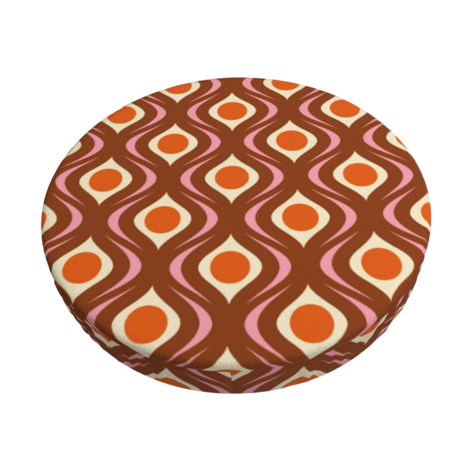 Qekee 70's Retro Round Bar Chair Cushion Cover, Elastic and Washable ...