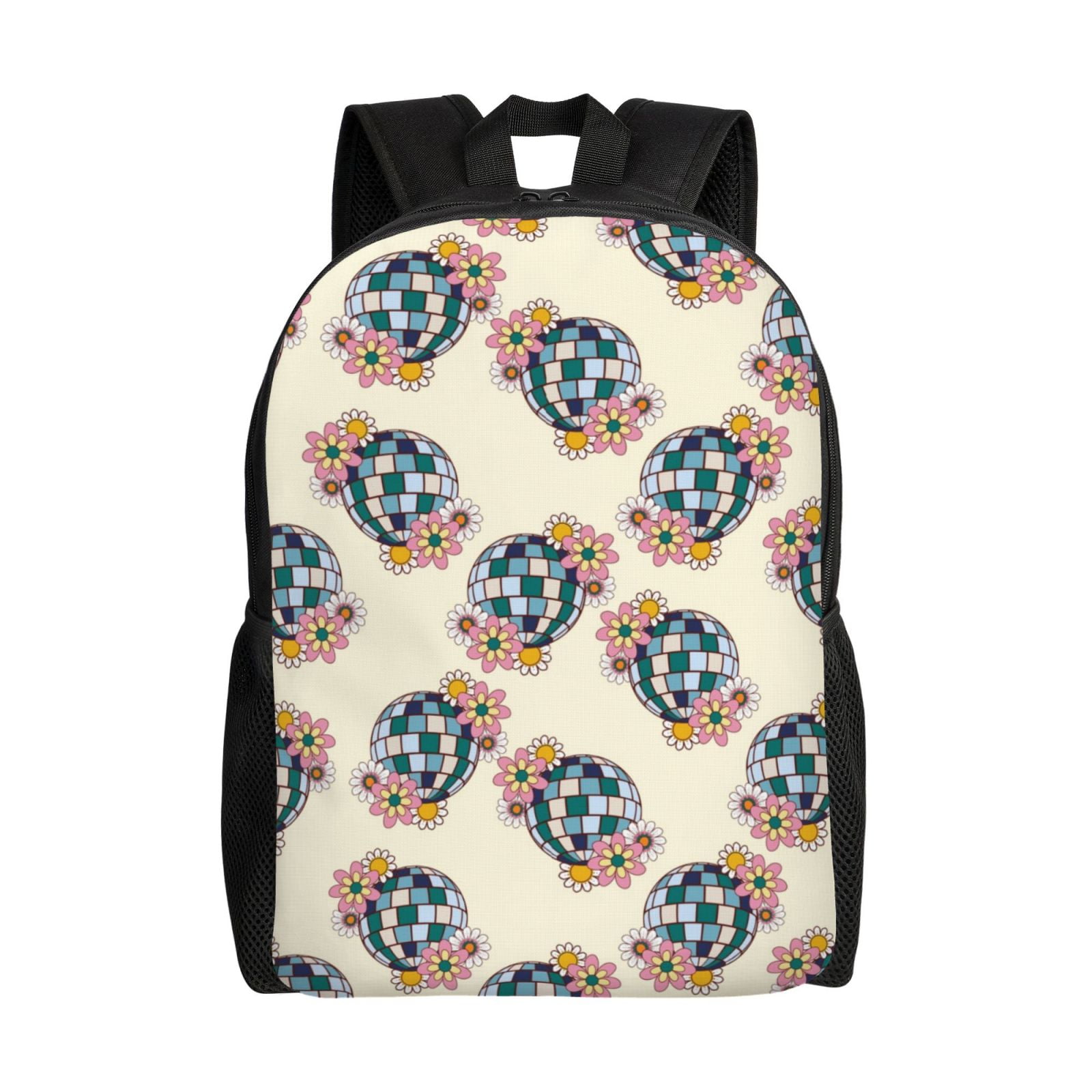 Qekee 70s Disco Ball print Travel Backpack for women and men, Water ...
