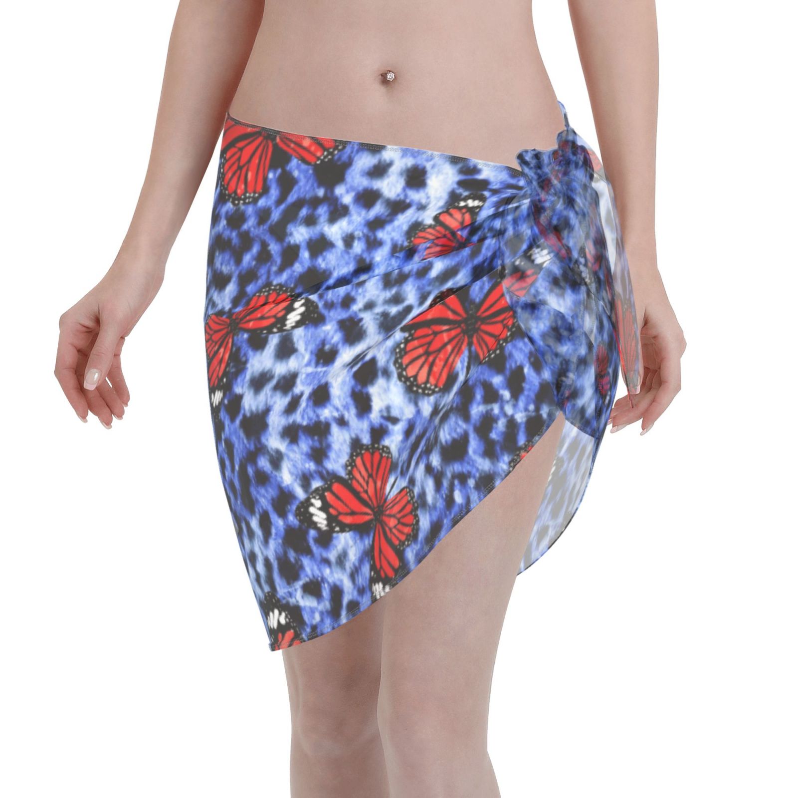 Qekee Abstract Colorful Butterflies Women's Short Sarongs Cover Ups ...