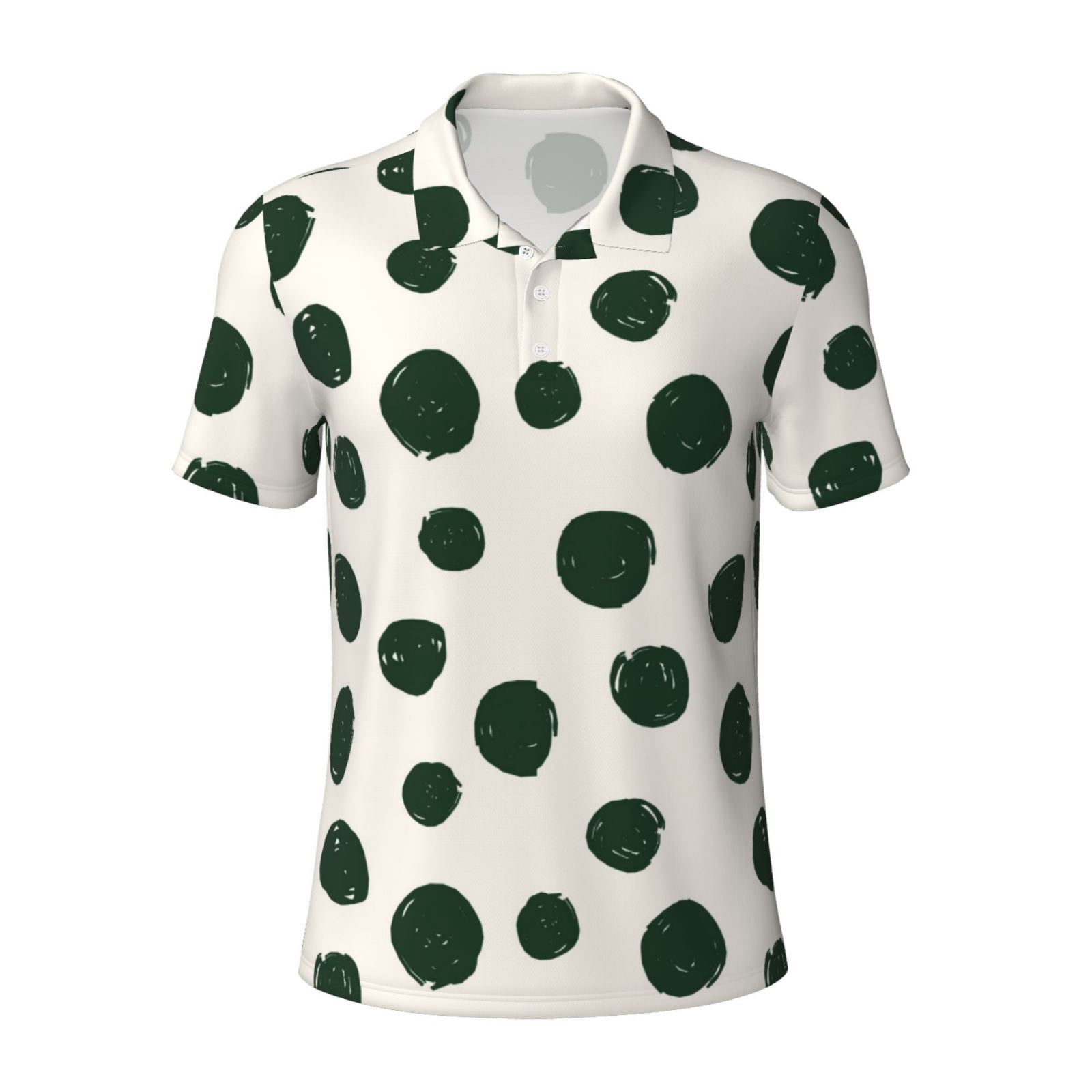 Qekee Abstract Green Polka Dot for Mens Polo Shirts Casual Short Sleeve ...