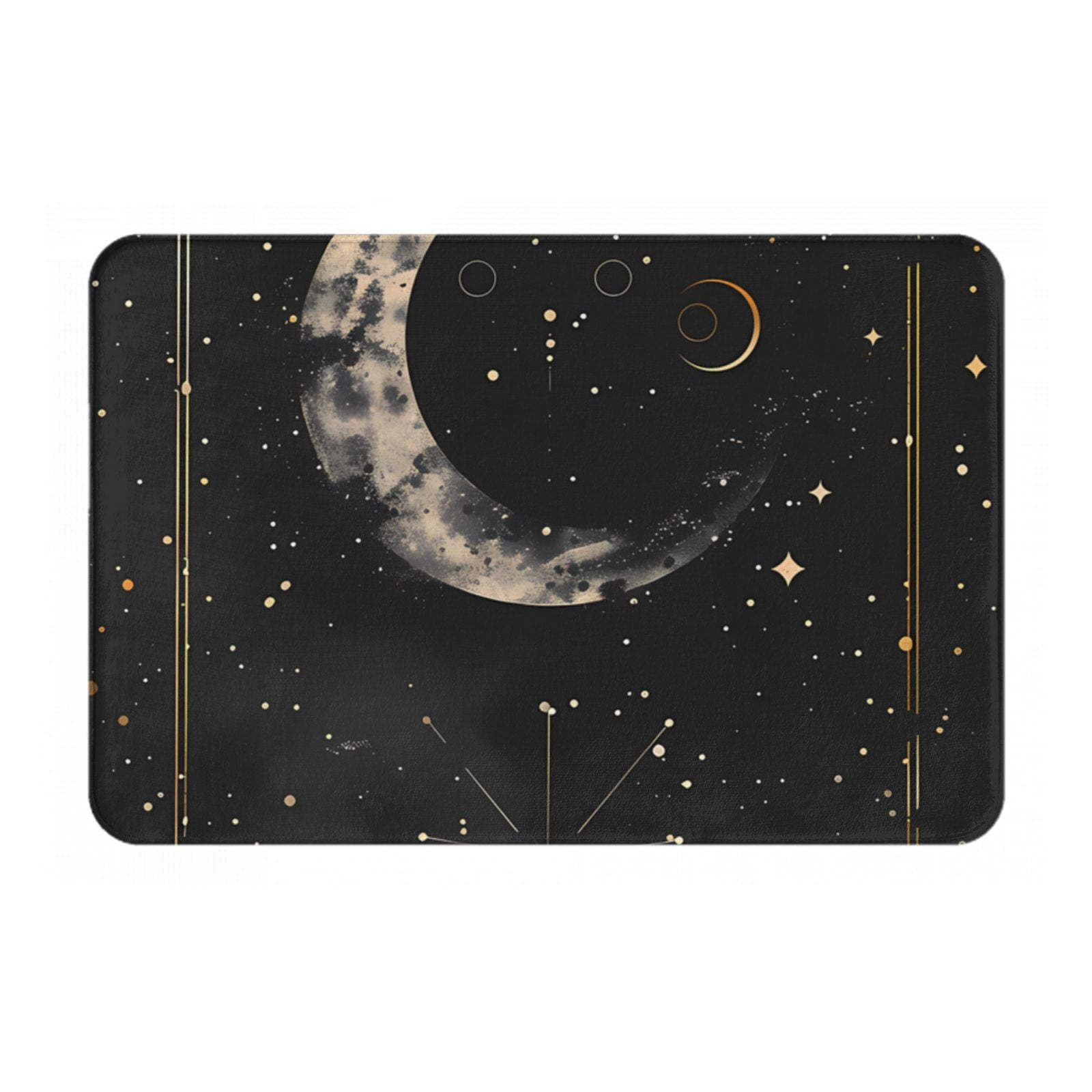 Qekee Abstract Starry Sky Moon Flannel Non-Slip Floor Mat 16x24in ...