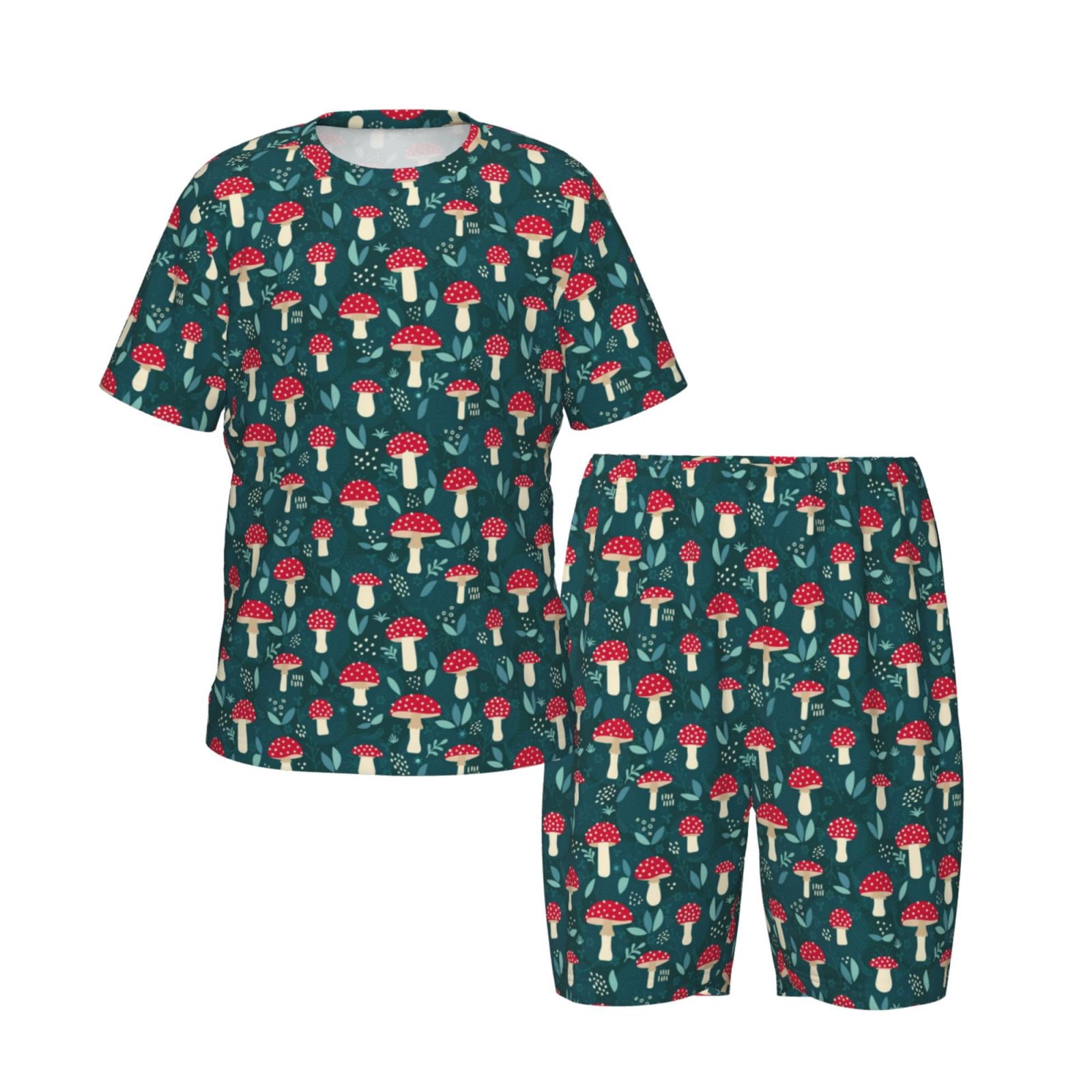 Qekee Amanita Mushroom print Short-Sleeved Summer Pajama Set for Girls ...
