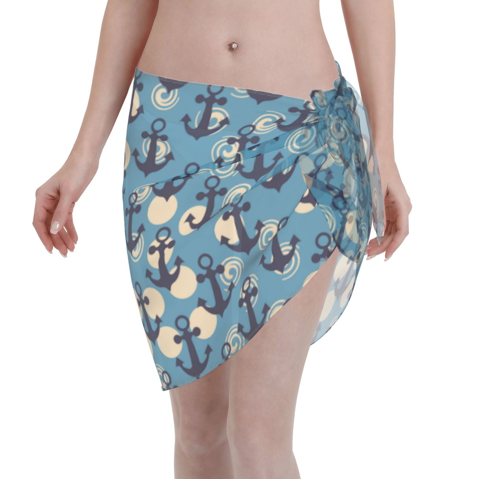Qekee Anchors Women's Short Sarongs Cover Ups Sheer Bikini Wraps for Swimwear - Walmart.com