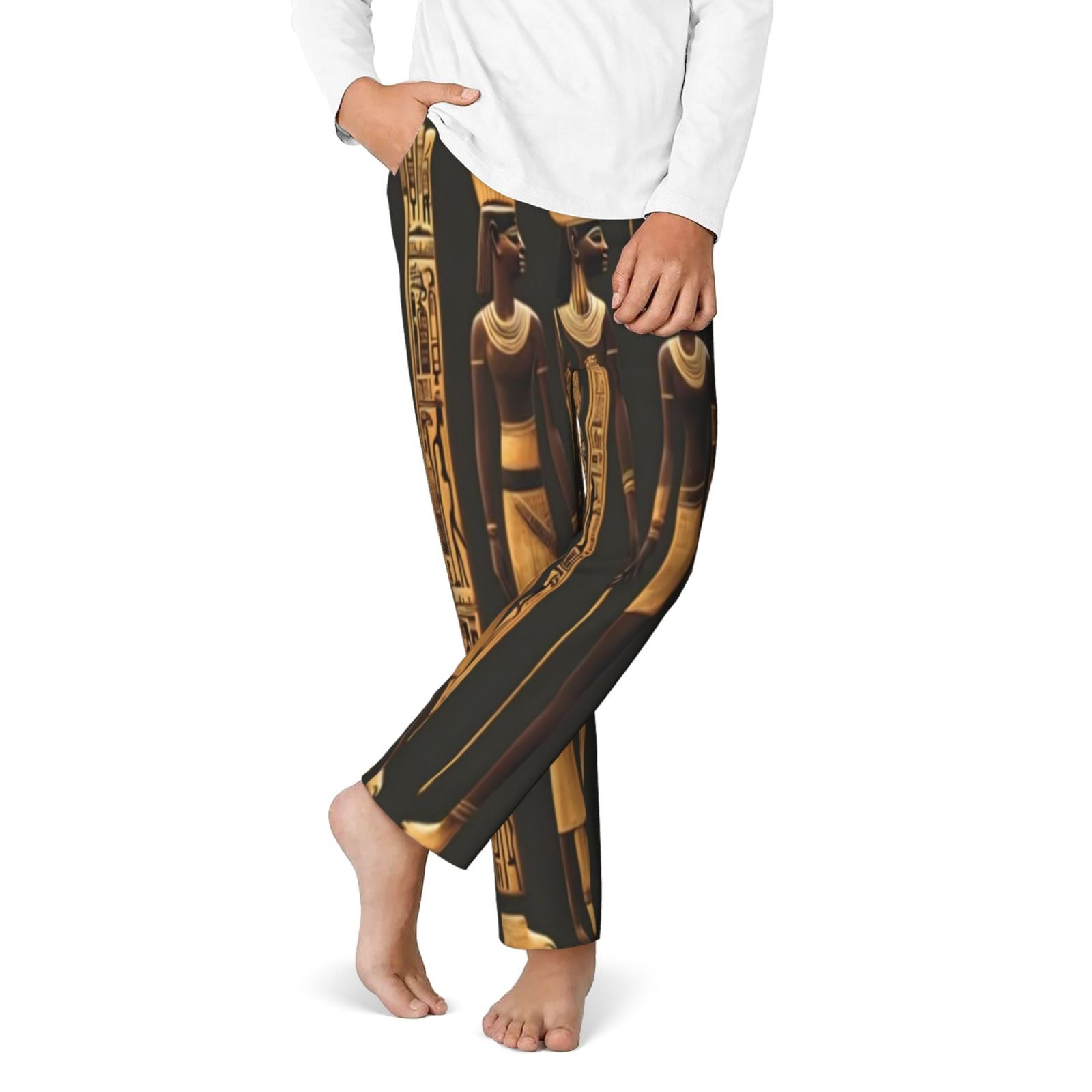 Qekee Ancient Egyptian Hieroglyph Print Kids Pajama Pants, Teenagers ...