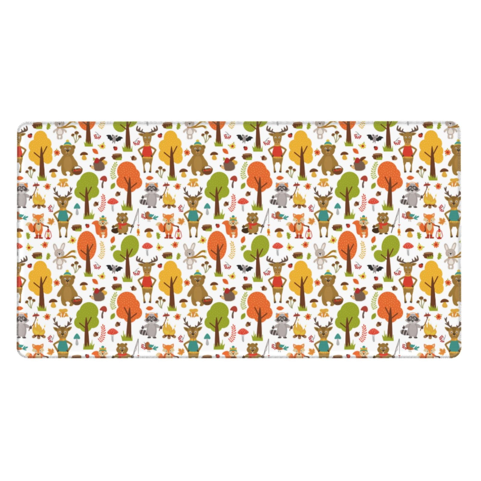 Qekee Animals Forest Print Desk Pad Protector,Mouse Pad,Office Desk Mat ...