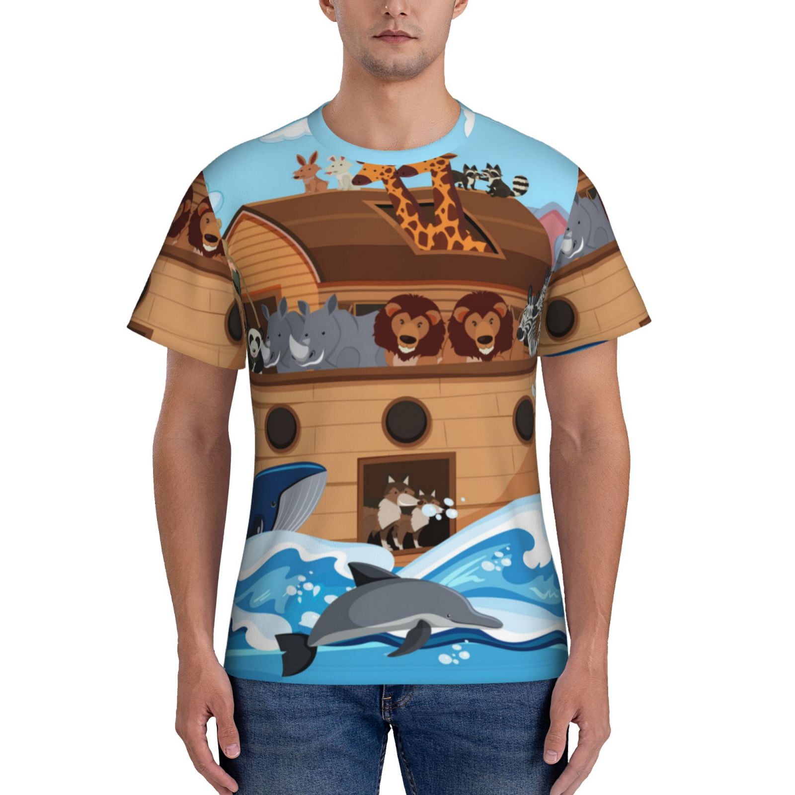 Qekee Animals on Noah's Ark Classic Fit T-Shirt Men's Shirt Men's Tight ...