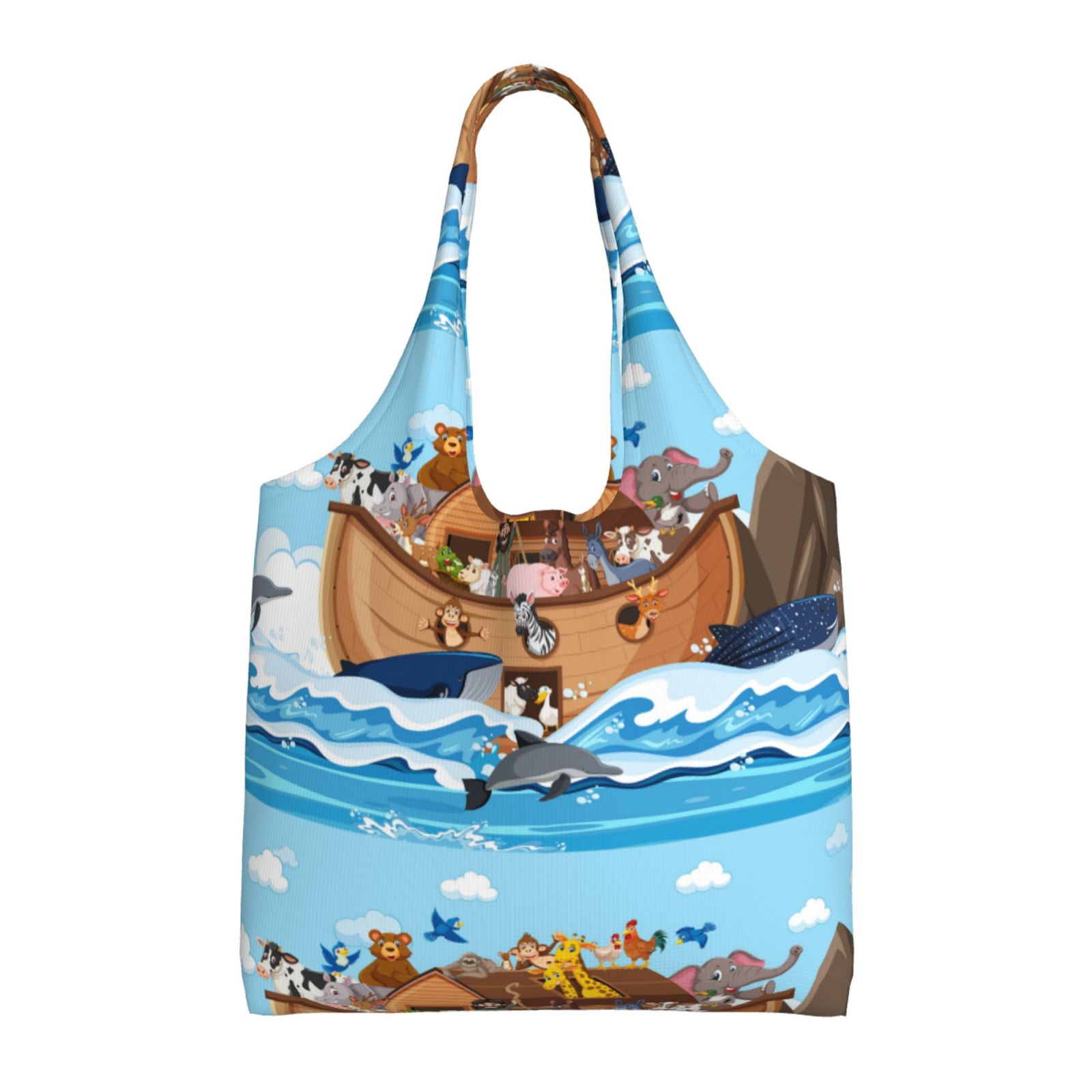 Qekee Animals on Noah's Ark Floating for Canvas Aesthetic Tote Bag for ...