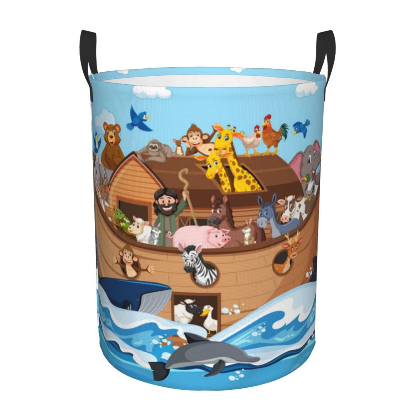 Qekee Animals on Noah's Ark Floating print Laundry Hamper Basket ...