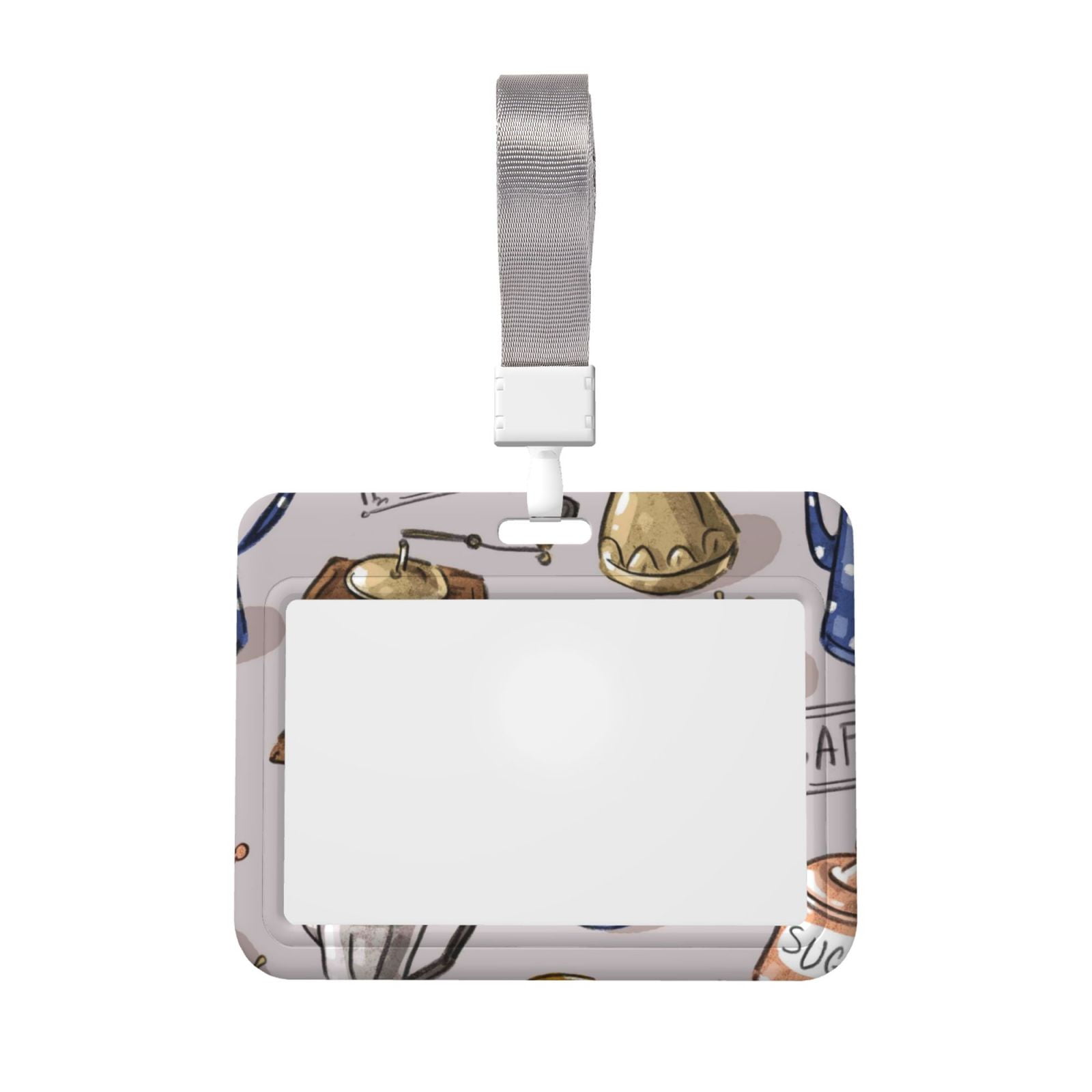 Qekee Antique Vintage Teapot Coffee Grinder Print Card Badge Holder ...