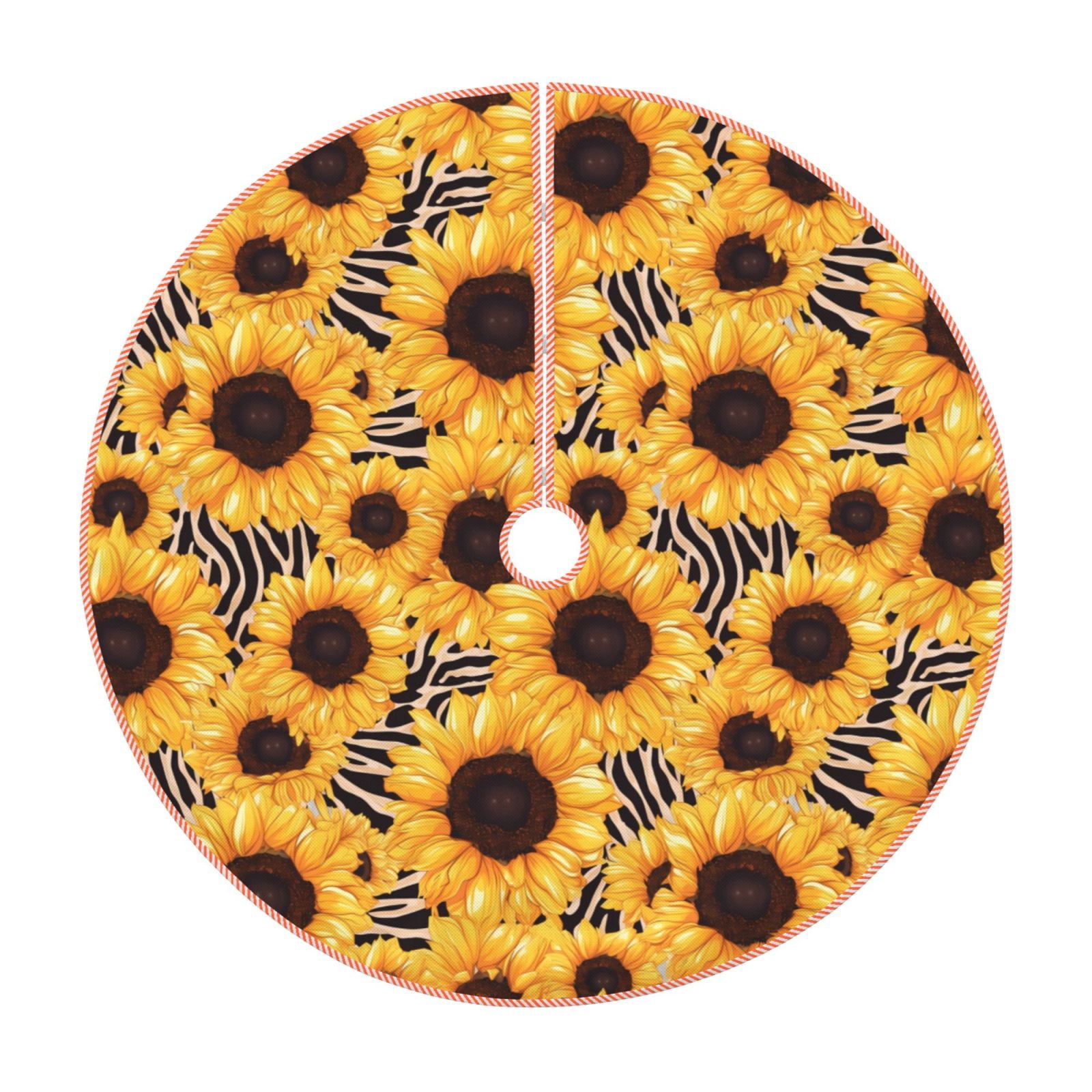Qekee Artistic Zebra Print Sunflower print Christmas Tree Skirt , A ...