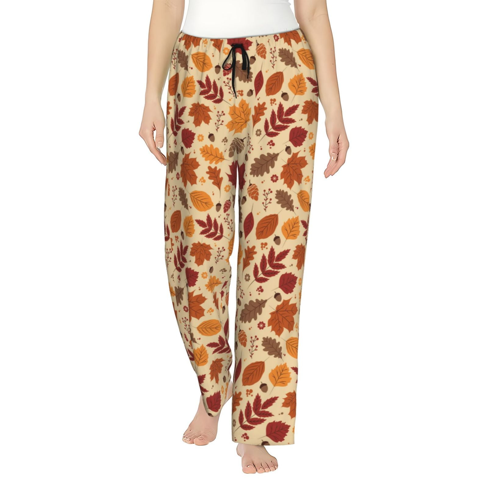 Qekee Autumn Leaves 2 Print Women Lounge Pants,Pajama Pants ,Comfy ...