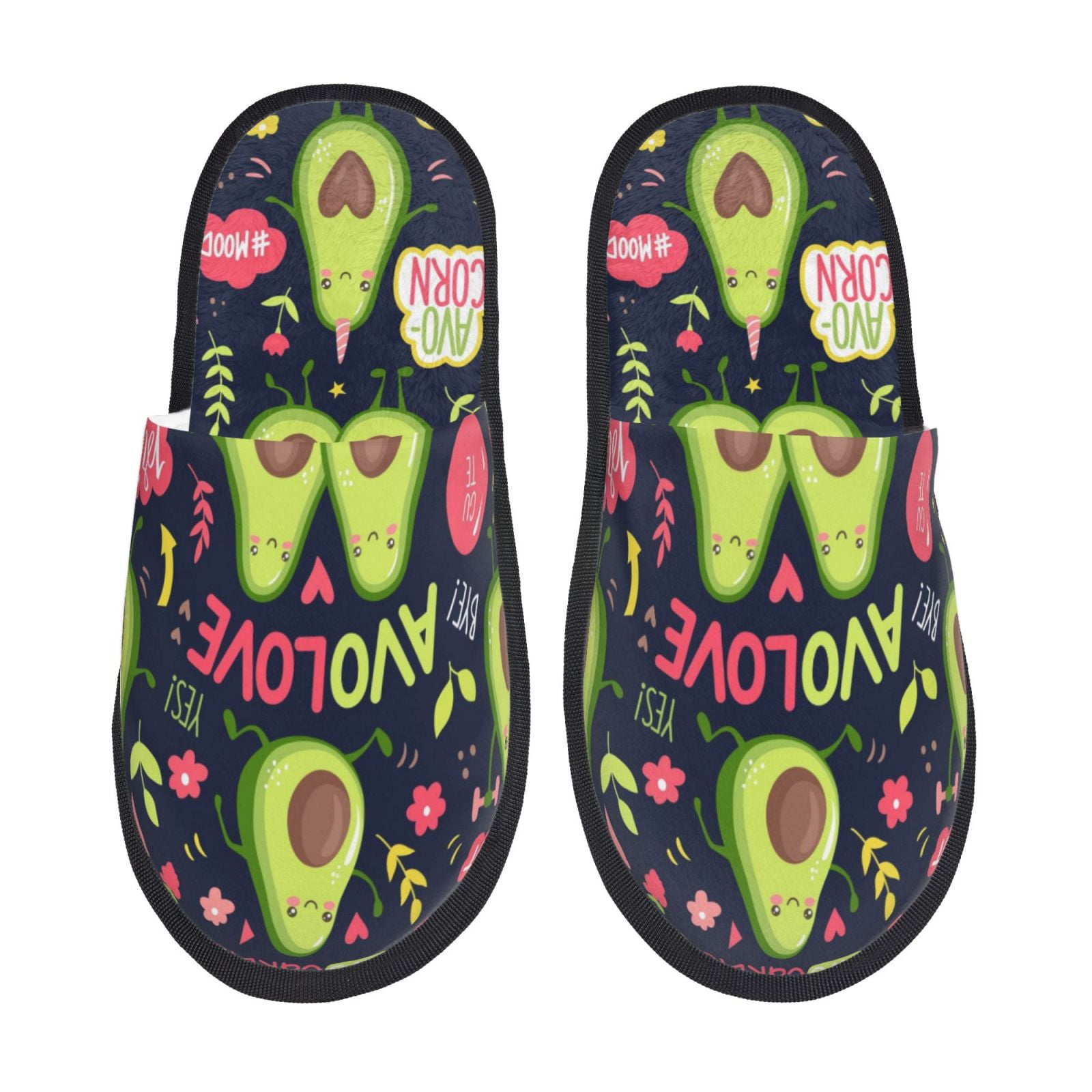 Qekee Avocado Love print Slippers for Women and Men, Fluffy Cute Cozy ...