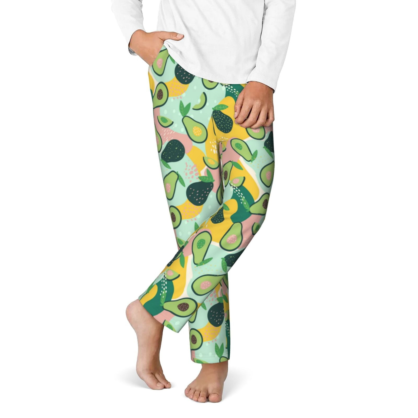Qekee Avocado Print Kids Pajama Pants, Teenagers' Bottom Sweatpants ...