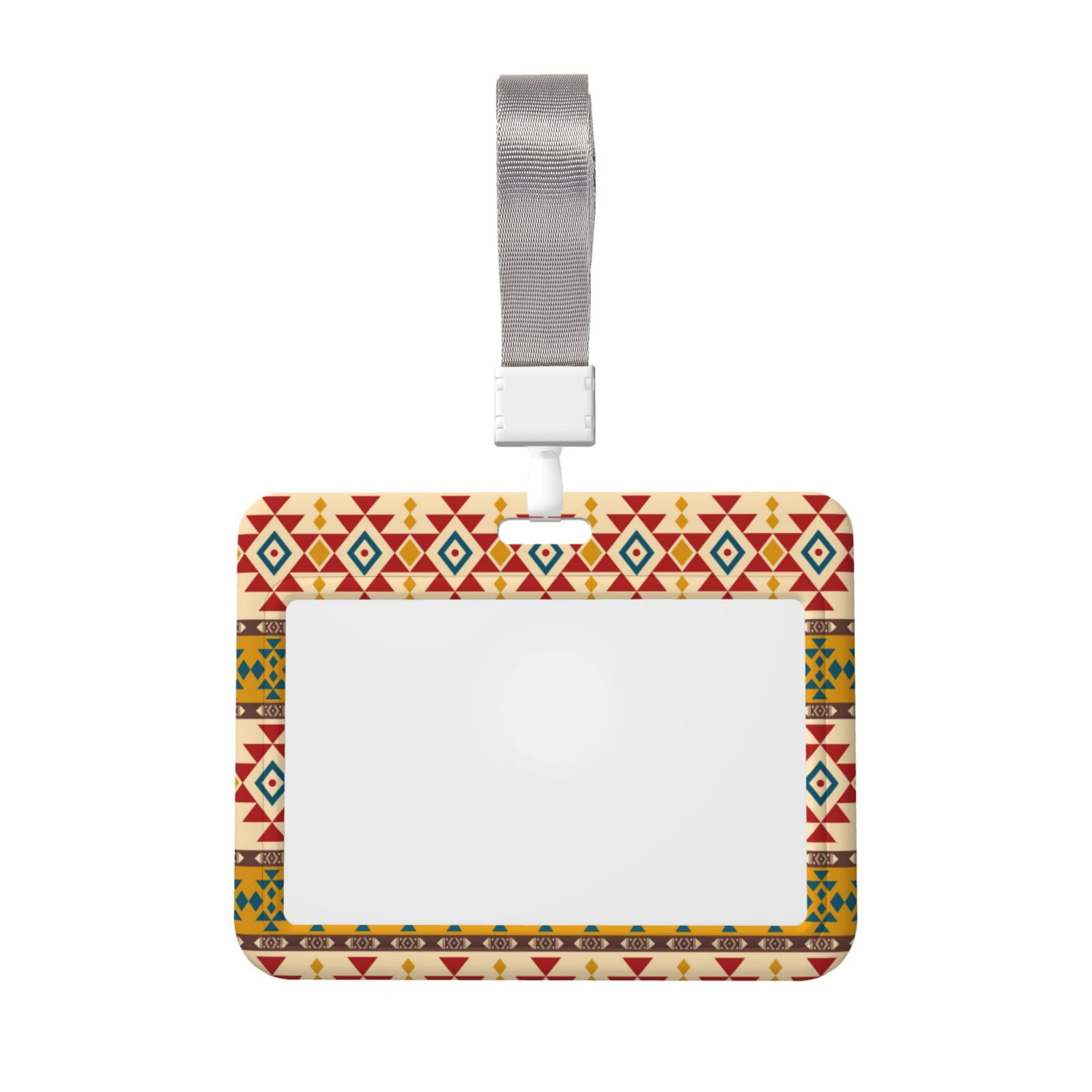 Qekee Aztec Print Card Badge Holder,Clear Name Tag ID Card Protector ...